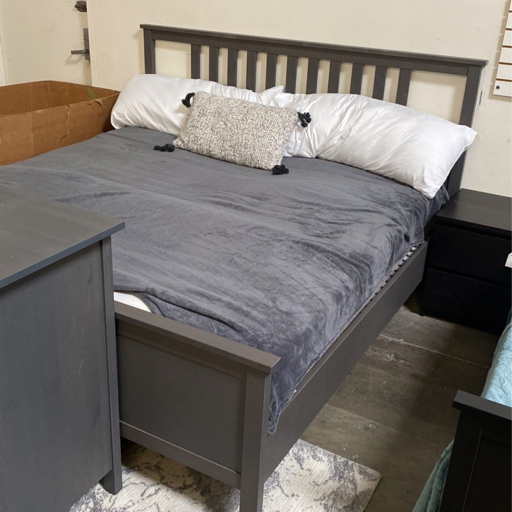 Gray Upholstered Full Bed Frame – Design Consignment