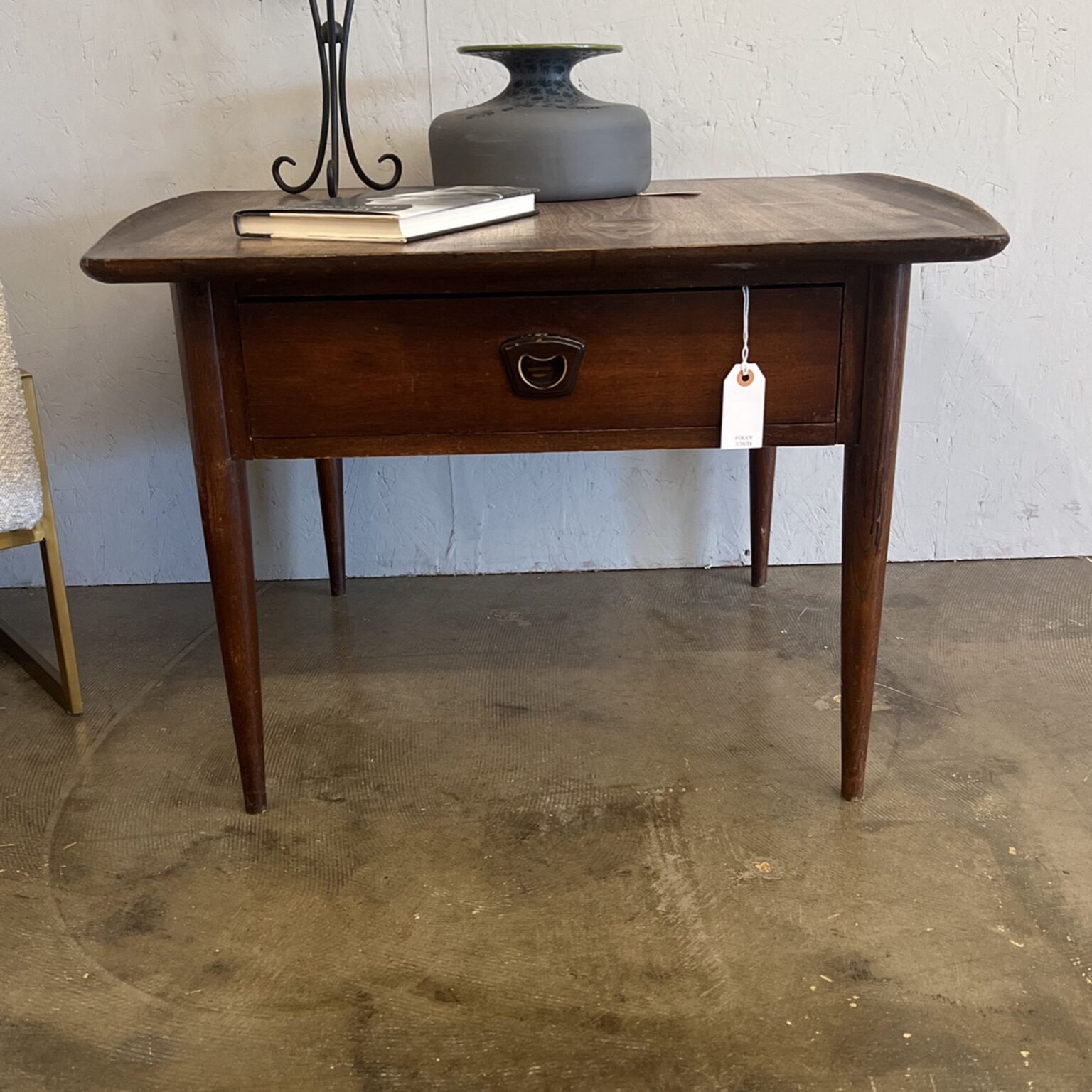 Vintage 1960 Mid Century Modern Walnut Writing Table / Side Table – Design Consignment Gallery